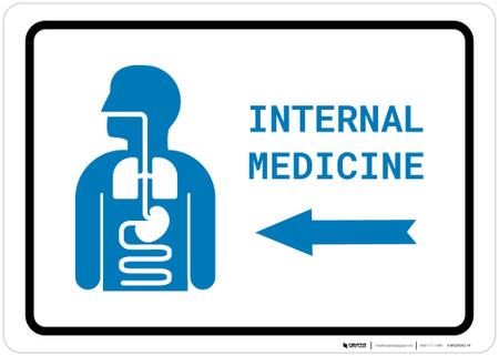 Internal Medicine Left Arrow with Icon Landscape v2 - Wall Sign