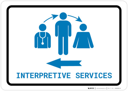 Interpretive Services Left Arrow with Icon Landscape v2 - Wall Sign ...