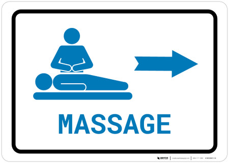 Massage Right Arrow with Icon Landscape v2 - Wall Sign