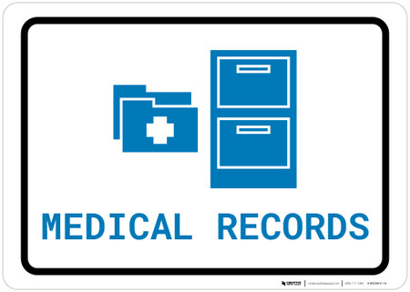 Medical Records with Icon Landscape v2 - Wall Sign
