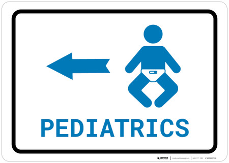 Pediatrics Left Arrow with Icon Landscape v2 - Wall Sign