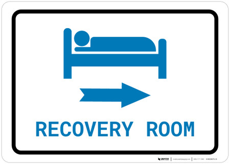 Recovery Room Right Arrow with Icon Landscape v2 - Wall Sign