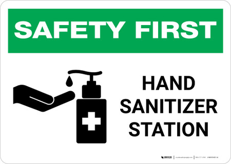 Safety First: Hand Sanitizer Station Landscape - Wall Sign