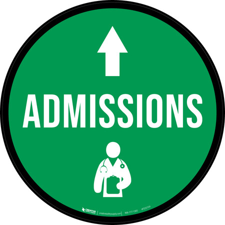 Admissions Straight Ahead Arrow with Icon Circular - Floor Sign