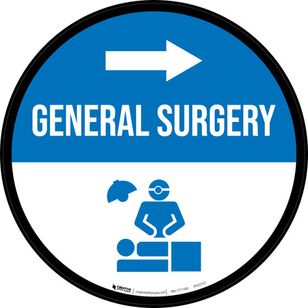 General Surgery Right Arrow with Icon Circular - Floor Sign