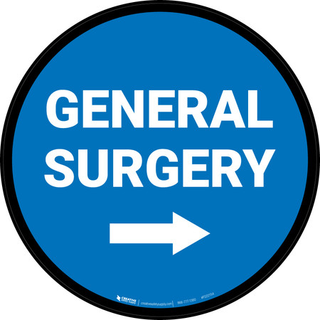 General Surgery Right with Arrow Circular - Floor Sign