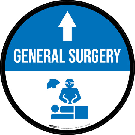 General Surgery Straight Ahead Arrow with Icon Circular - Floor Sign