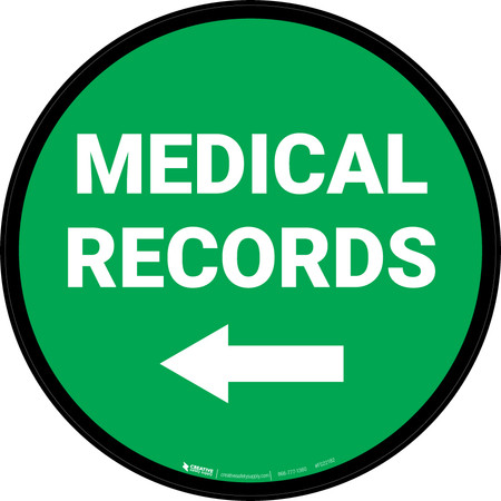 Medical Records Left with Arrow Circular - Floor Sign