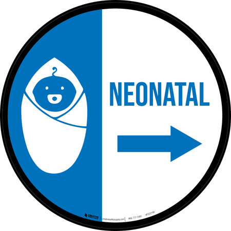 Neonatal Arrow Right Circular - Floor Sign