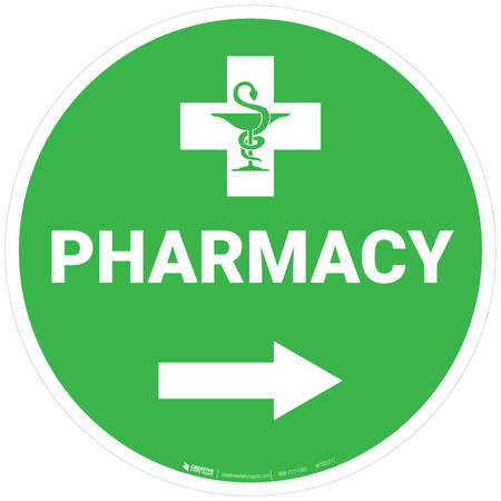 Pharmacy Arrow Right Circular - Floor Sign | Creative Safety Supply