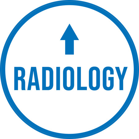 Radiology Ahead with Arrow Circular - Floor Sign | Creative Safety Supply