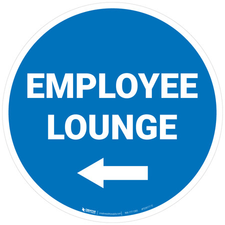 Employee Lounge Left with Arrow Circular - Floor Sign