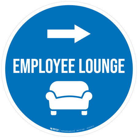 Employee Lounge Right Arrow with Icon Circular - Floor Sign