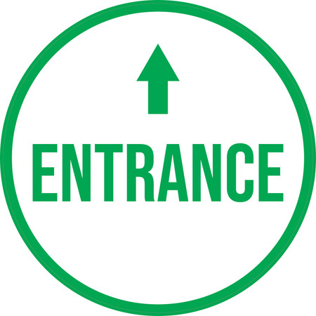 Entrance Ahead with Arrow Circular - Floor Sign