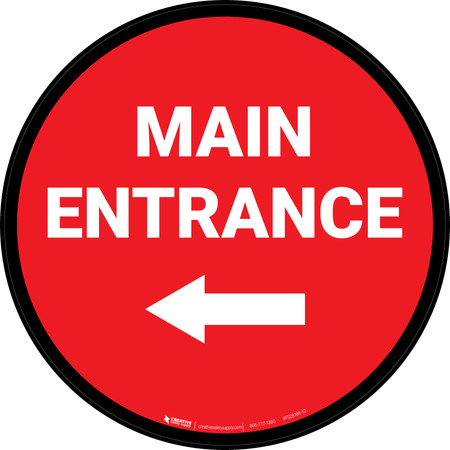 Main Entrance Left with Arrow Circular - Floor Sign