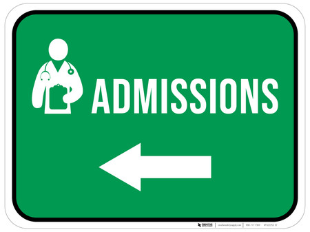 Admissions Left Arrow with Icon Rectangular - Floor Sign