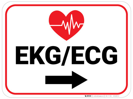EKG/ECG Arrow Right Rectangular - Floor Sign | Creative Safety Supply