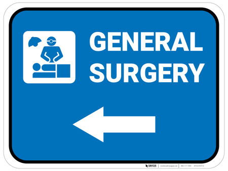 General Surgery Left Arrow with Icon Rectangular - Floor Sign