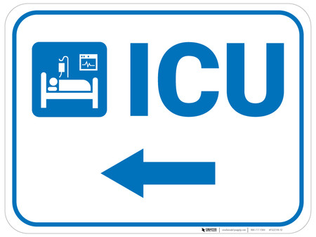 ICU Left Arrow with Icon Rectangular - Floor Sign