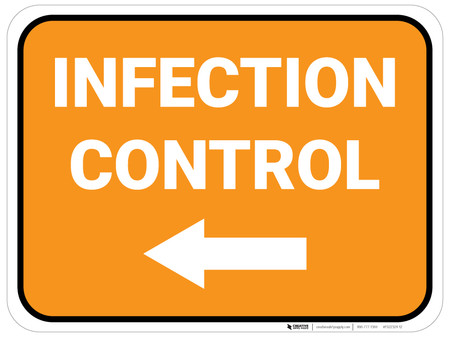 Infection Control Left with Arrow Rectangular - Floor Sign