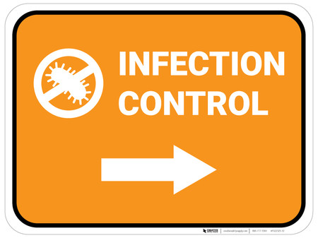 Infection Control Right Arrow with Icon Rectangular - Floor Sign