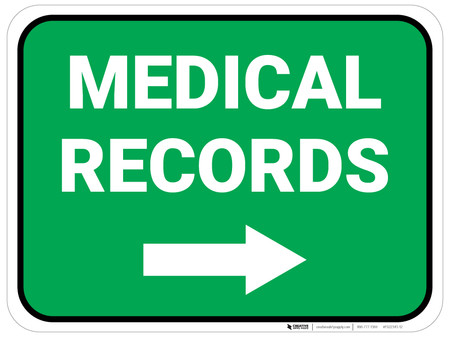 Medical Records Right with Arrow Rectangular - Floor Sign