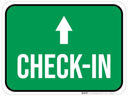 Check-In Ahead with Arrow Rectangular - Floor Sign