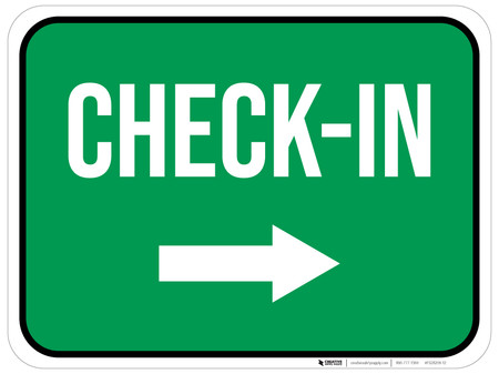 Check-In Right with Arrow Rectangular - Floor Sign