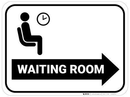Waiting Room Right Arrow with Icon Rectangular - Floor Sign