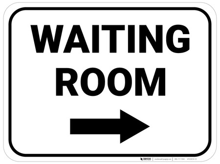 Waiting Room Right with Arrow Rectangular - Floor Sign