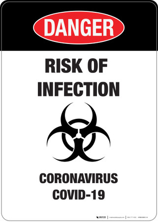 Danger: Risk Of Infection Covid-19 - Wall Sign