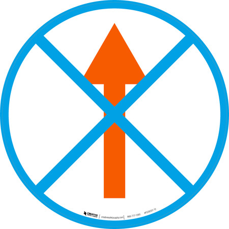 No Straight Ahead Arrow - Floor Sign