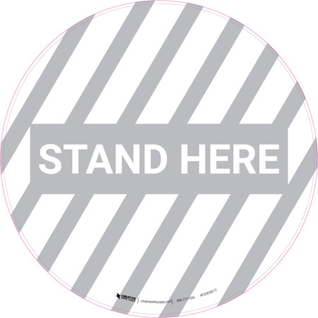Stand Here Striped (Gray) - Floor Sign