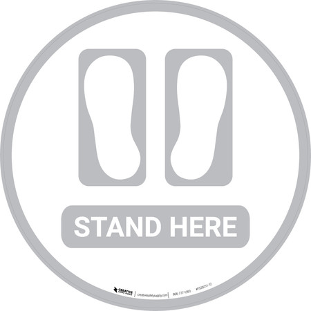 Stand Here with Feet Icon (Gray) - Floor Sign | Creative Safety Supply