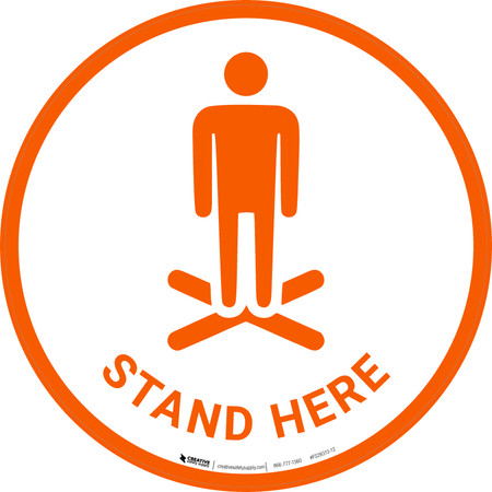 Stand Here with Icon - Floor Sign