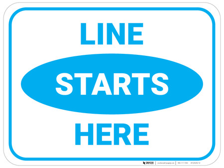 Line Starts Here - Blue - Floor Sign