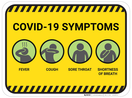 COVID-19 Symptoms with Icons - Floor Sign
