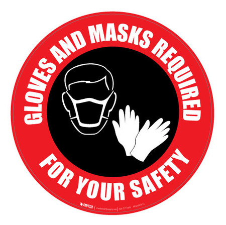 Gloves and Masks Required - Red - Floor Sign
