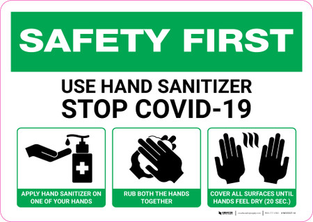 Safety First: Use Hand Sanitizer with 3-Step Icon Instructions ...
