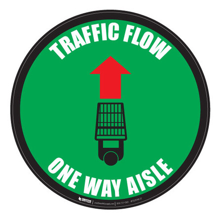 Traffic Flow - Overhead-Aisle - Green - Floor Sign