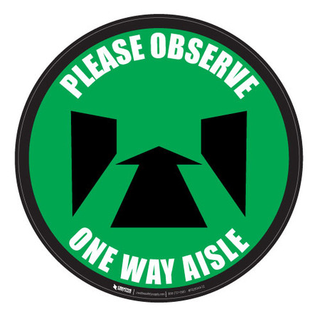 Please Observe - Perspective-Aisle - Green - Floor Sign