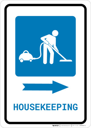 Housekeeping Right Arrow with Icon Portrait - Wall Sign