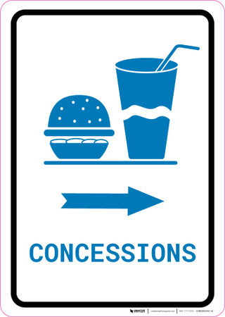 Concessions Right Arrow with Icon Portrait v2 - Wall Sign | Creative ...
