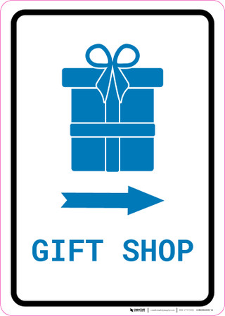 Gift Shop Right Arrow with Icon Portrait v2 - Wall Sign