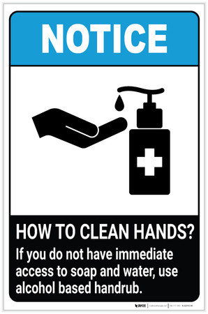 Notice: How To Clean Hands Without Soap ANSI Portrait - Label