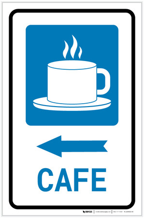 Cafe Left Arrow with Icon Portrait - Label | Creative Safety Supply