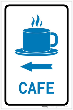 Cafe Left Arrow with Icon Portrait v2 - Label | Creative Safety Supply