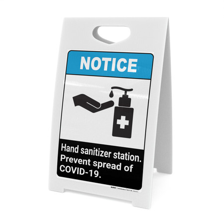 Notice: Hand Sanitizer Station Prevent COVID-19 ANSI Portrait - A-Frame ...