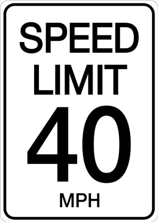 Speed Limit 40 mph - Wall Sign