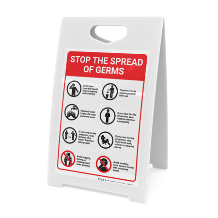 Stop The Spread Of Germs: Eight Rules with Icons Portrait - A-Frame Sign